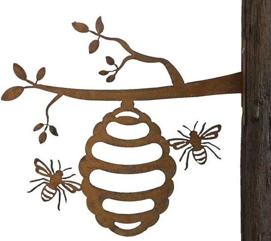 Rusty metal garden pen - Garden decoration with Bee patina | bol