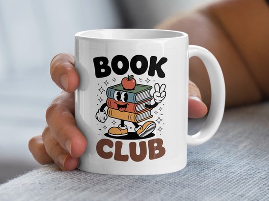 Book Club Mok, Lezen Mok, Lezen Lover Gift, Retro Cartoon Mok, Stapel ...