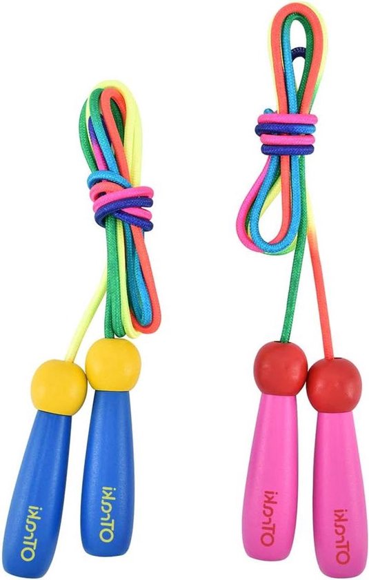 Adjustable Skipping Rope for Children - 2 Pieces with Wooden Handle and ...