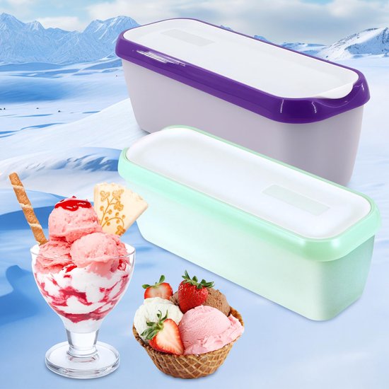 Ibenzoa® Ijscontainerset met siliconen deksel voor optimale opslag en ...