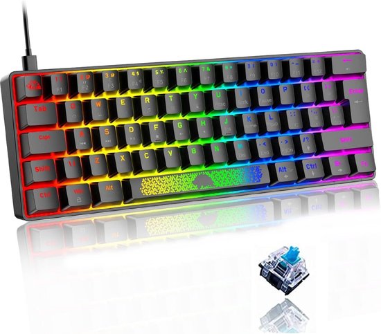 Compact 60% RGB Mechanisch Toetsenbord - Blauw Switch QWERTY UK Layout ...