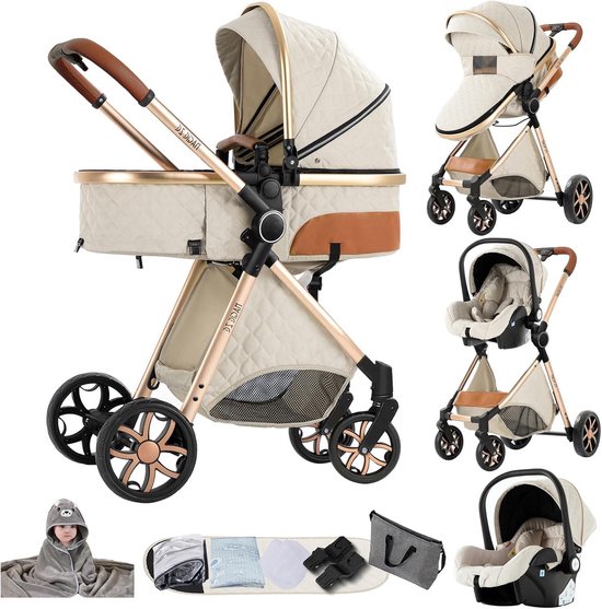 3-in-1 Kinderwagen Reiswieg Systeem Inclusief Slaapstand en Zitstand | bol