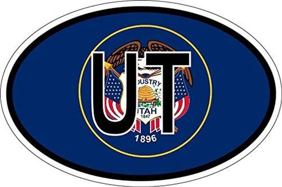 Ovale Sticker Vlag Utah VS - Waterbestendige Vinyl Decal 12x8 cm | bol