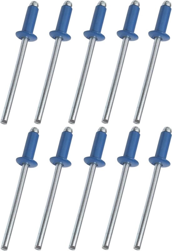Allecta - Set van 10 standaard blindklinknagels Ø4x10mm - gentiaanblauw ...