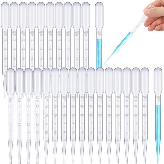 Pipettes - Pack of 100 - 2 ml Plastic Transfer Pipettes - Disposable ...