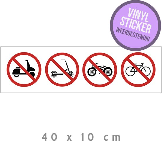 Pictogram/ vinyl sticker | Verboden voor fatbikes/ fietsen/ steps ...