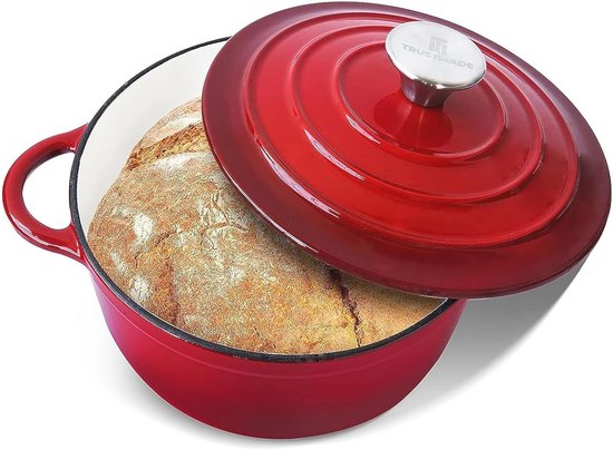 Gietijzeren Nederlandse Oven 4.5QT met Glazuur - Multifunctionele Brood ...