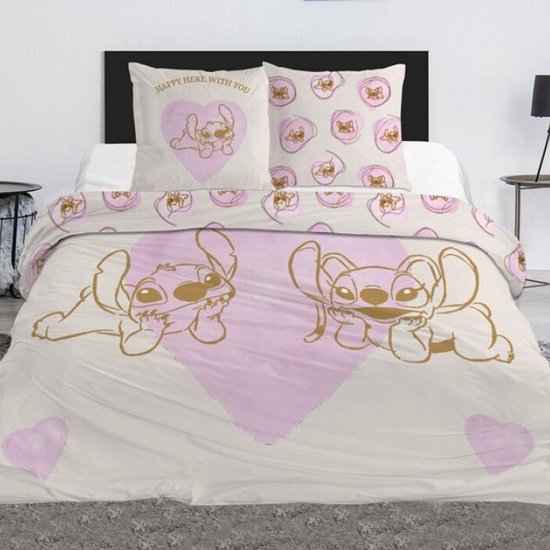 Disney Lilo & Stitch Dekbedovertrek Happy - 240 x 220 cm + (2x) 65 x 63 ...