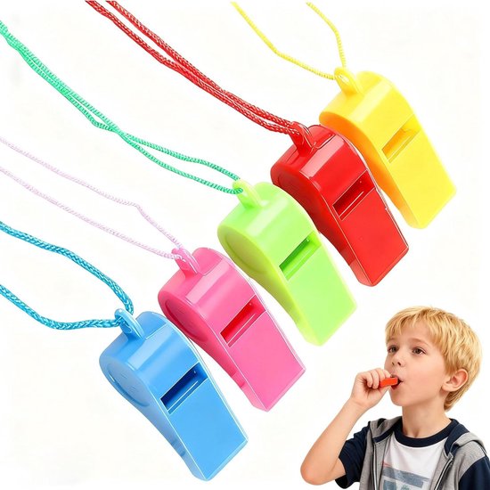 Allecta - Sportfluitjes voor kinderen, luid plastic fluitje met lanyard ...