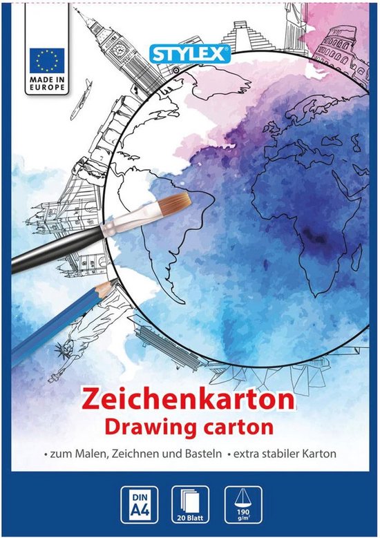 Wit Tekenkartonblok DIN A4 - 20 Vellen Extra Stevig Papier voor ...