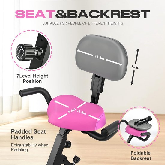 Opvouwbare Hometrainer met Rugleuning en Display - Cardio Fitness Fiets ...