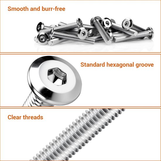 25x M8 Platte Kop Schroeven Set - Cilinderkop Schroeven met Inbus ...