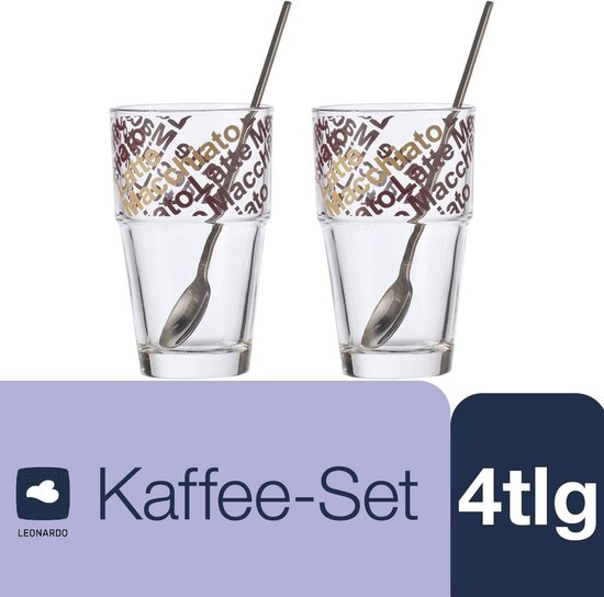 Mok Set van 2 - 410 ml Glas met Harten Design | bol