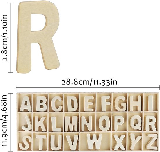 Houten Letters A-Z Set van 130 Stuks voor Knutselen en Decoratie | bol
