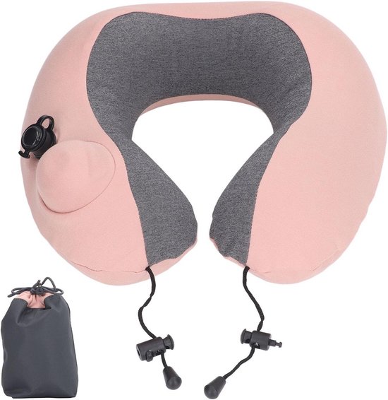 Opblaasbaar Reiskussen Neksteun U-vormig met Drukpomp & Opbergtas ...