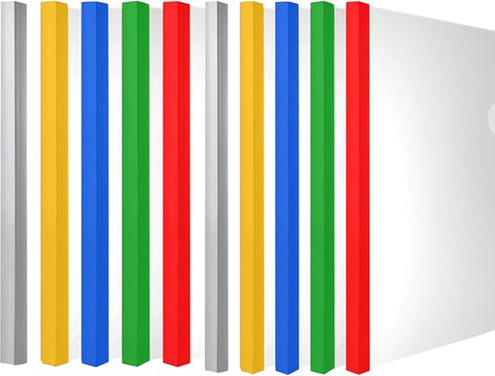 10x Transparante A4 Dossiermappen met Schuifsluiting - Assorti Kleuren ...