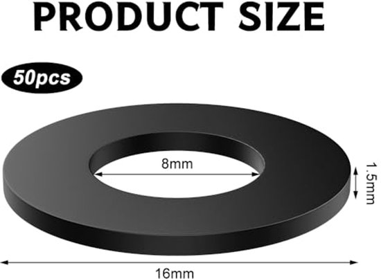50 Pcs Flat Washers, M8 Washers, O-Ring Spacer Disks, Body Rings ...