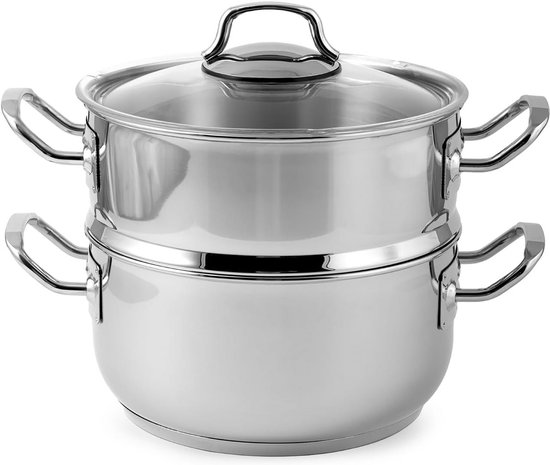 Stoompan Set RVS 18/10 met Tripple Bodem - 22 cm | bol