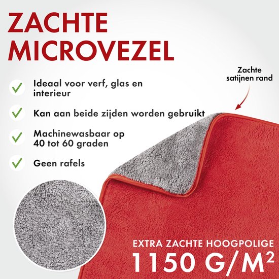 Walser Premium Microvezeldoek - 1 microvezeldoek grijs-rood 48x42 cm | bol