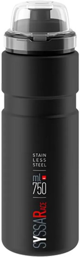 Elite Syssa Race Bidon - Roestvrij staal - Zwart - 750ml | bol