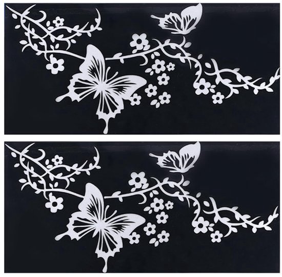 KARZO - 2 Vel Bloemen Vlinder Stickers - Reflectief Vinyl - Waterdicht ...