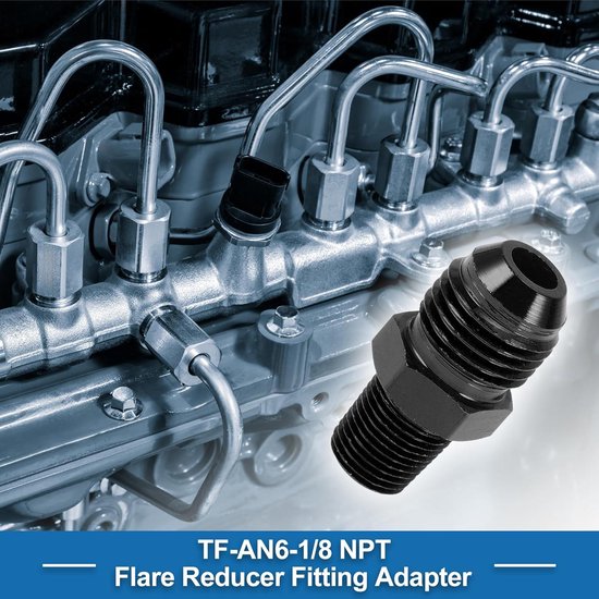 Allecta - Zwarte Aluminium Mannelijke Flare Reducer Adapter TF-AN6-1/8 ...