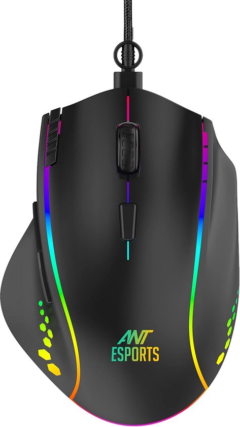Ergonomische Gaming Muis met 7200 DPI, Programmeerbare Knoppen en RGB ...