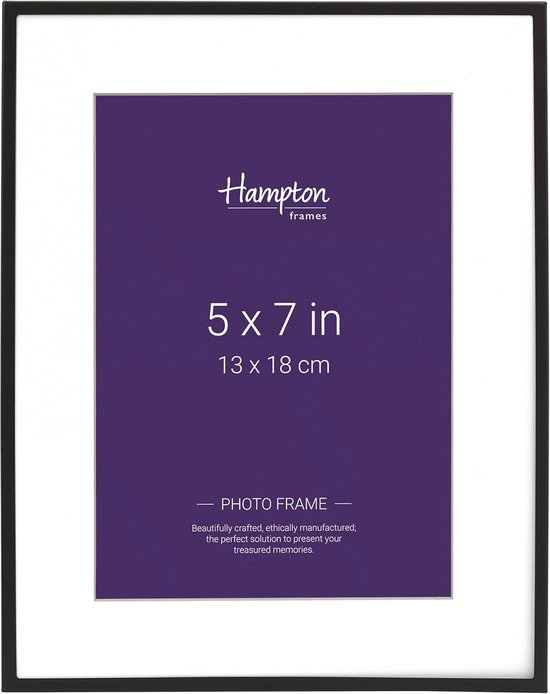 Narrow Profile Photo Frame with Bevel Mount 5x7 (13x18cm) in Matt Black ...