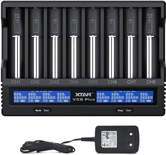 Universele Acculader met 8 Sleuven voor Li-Ion en NiMH Batterijen - LCD ...