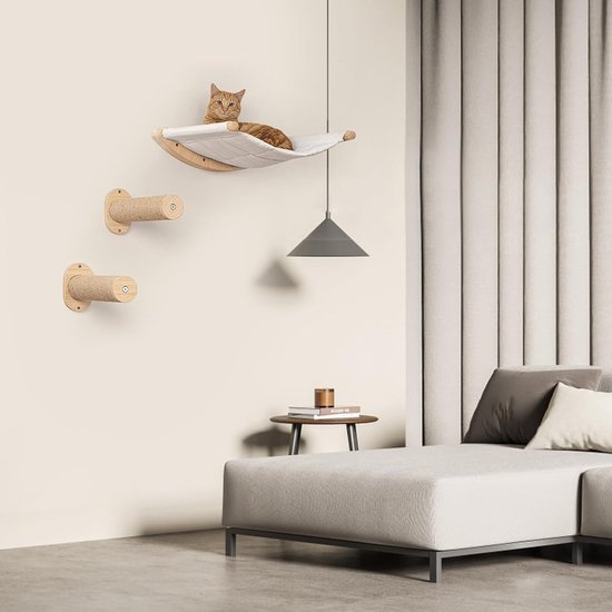 Climbing Wall Set voor Katten met 2 Trappen - Kat Hammock en Kat Ladder ...