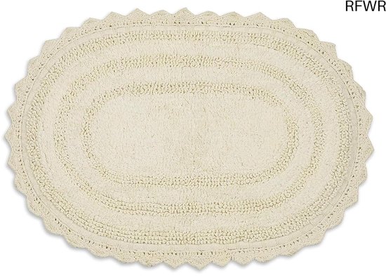 Omkeerbare gehaakte badmat, ovaal, 43 x 61 cm, gebroken wit | bol