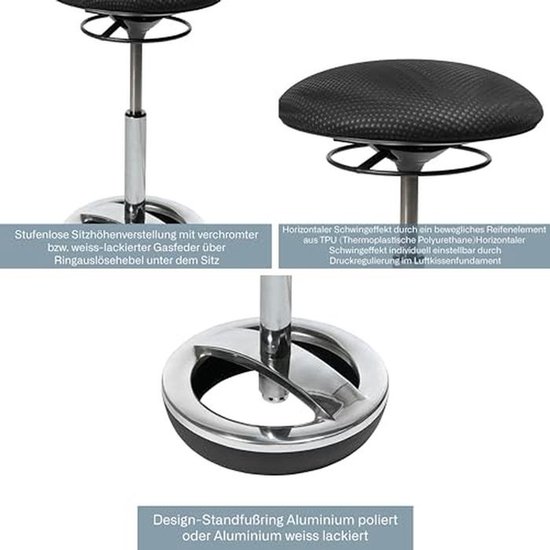 Ergonomische Fitnesskruk Sitness met Traploze Zithoogteverstelling ...