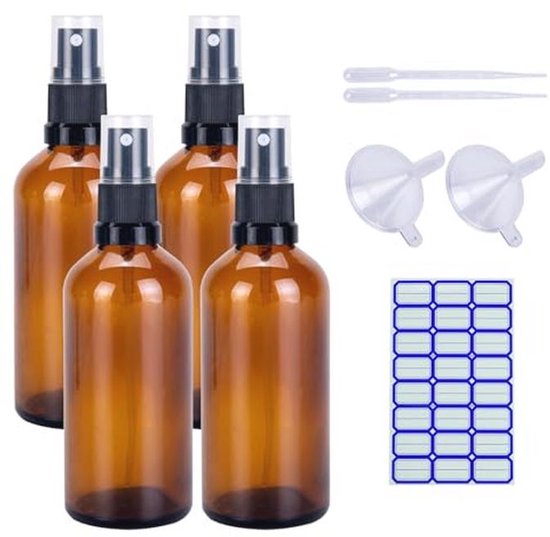 Amber glazen spuitflessen - 100ml | Bruin glas, Kleine reisflessen voor ...