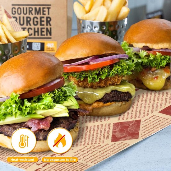 Green Glow - Burgerpapier, 200 stuks, 20 x 30 cm, boterhampapier ...