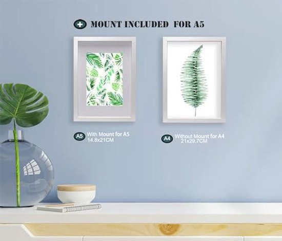 Set van 4 Witte Houten Fotolijsten A4 met Glazen Venster voor Tafel en ...