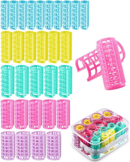 30x Zelfklevende Krulspelden Set - Hittevrij Krullen Maken - 5 Maten ...