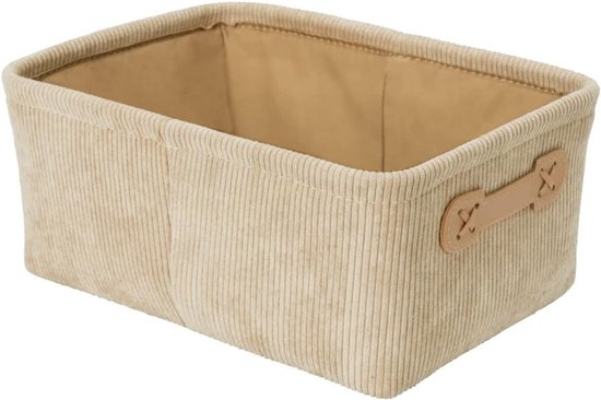 Opbergmand Beige Fluweel met Handvatten voor Badkamer of Slaapkamer | bol