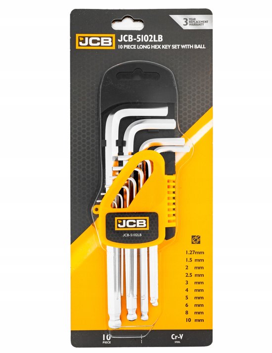 JCB Inbussleutelset met kegelbeker - 10 delig - 1,27-10mm | bol