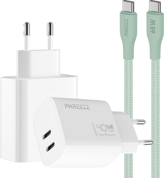 Phreeze usb C snellader 40 W - Met groene usb C kabel - Power Delivery ...