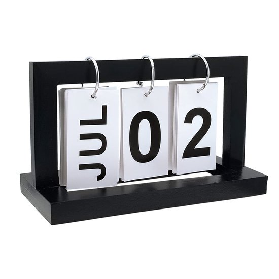 Klassieke verticale flipkalender, houten eeuwigdurende kalender, retro ...