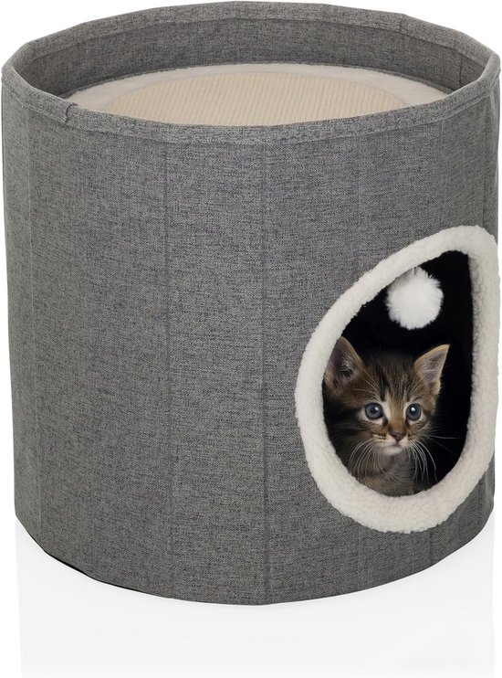 Opvouwbare Kattenmand met Krabplank en Speelbal Grijs | bol