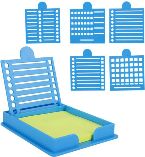 Sticky Note Houder - 5 Sjablonen - 7,5x7,5cm Geschikt - Blauw | bol
