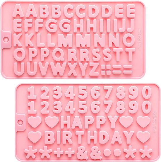 Siliconen bakvorm letters en cijfers - Roze - set van 2 | bol