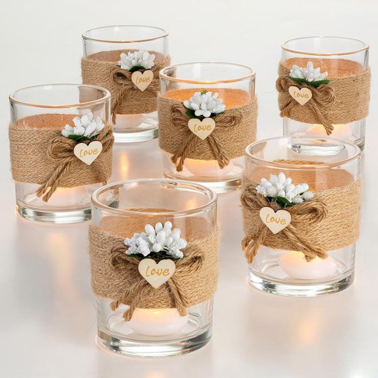 Glas theelicht houder 6-pack - Vintage crystal kaarsenhouder voor ...