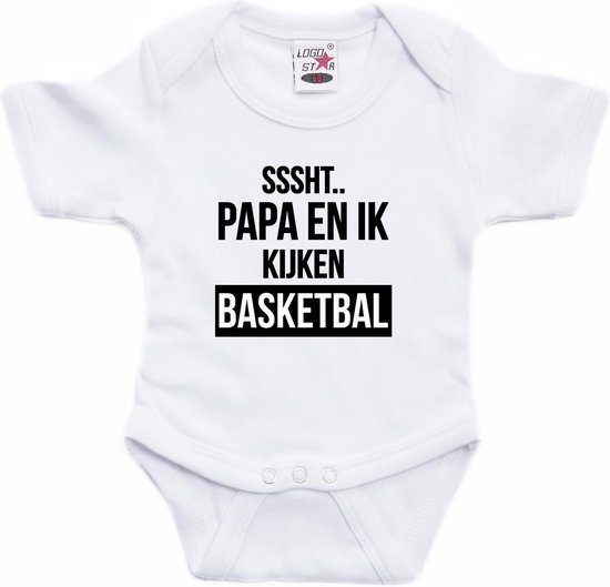 Sssht kijken basketbal tekst baby rompertje wit jongens/meisjes ...