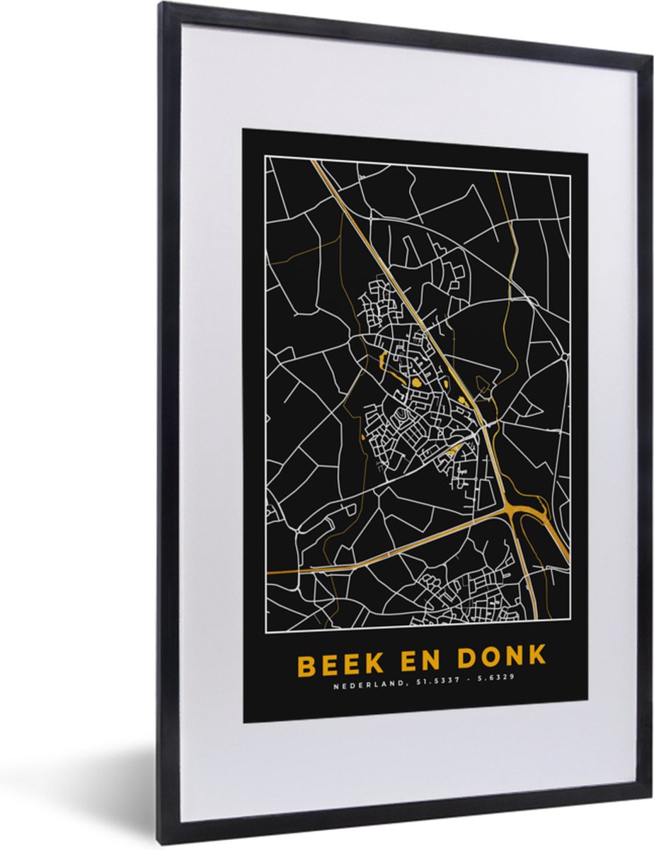 Fotolijst incl. Poster - Plattegrond - Beek en Donk - Goud - Kaart - Stadskaart -... | bol.com