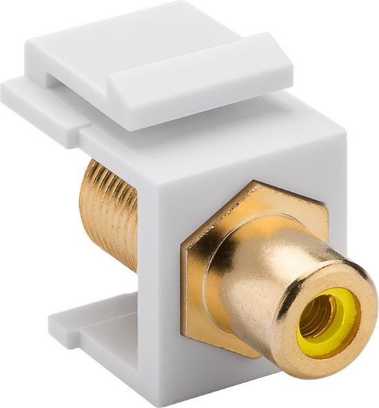 Keystone module F (v) - Tulp RCA (v) video (geel) verguld / wit | bol