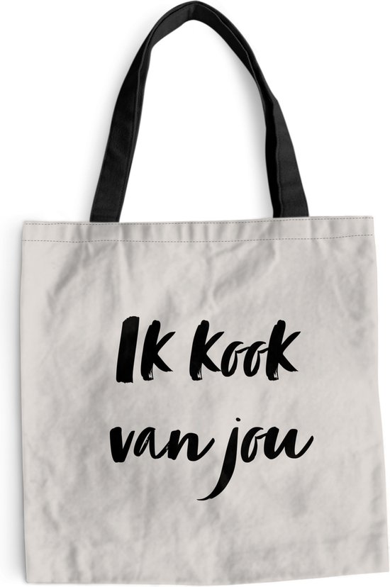 Schoudertas - Strandtas - Shopper Ik kook van jou - Quote - Taupe ...