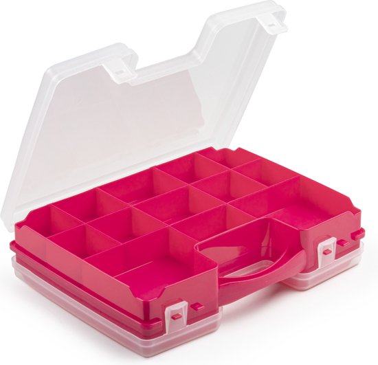 Forte Plastics - 2x opberg vakjesdoos/Sorteerboxen - 21-vaks kunststof ...