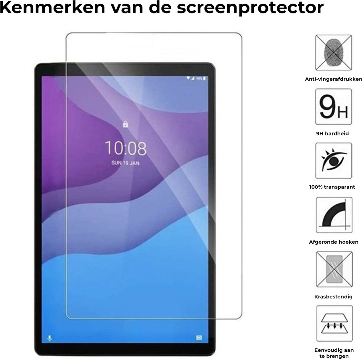 Tablet hoes & 2-Pack Screenprotector geschikt voor Lenovo Tab M10 - 10. ...